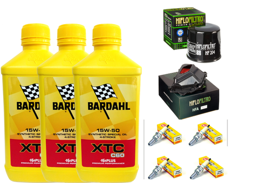 KIT TAGLIANDO YAMAHA YZF R6 600 BARDAHL XTC C60 15W50 FILTRO OLIO ARIA ...