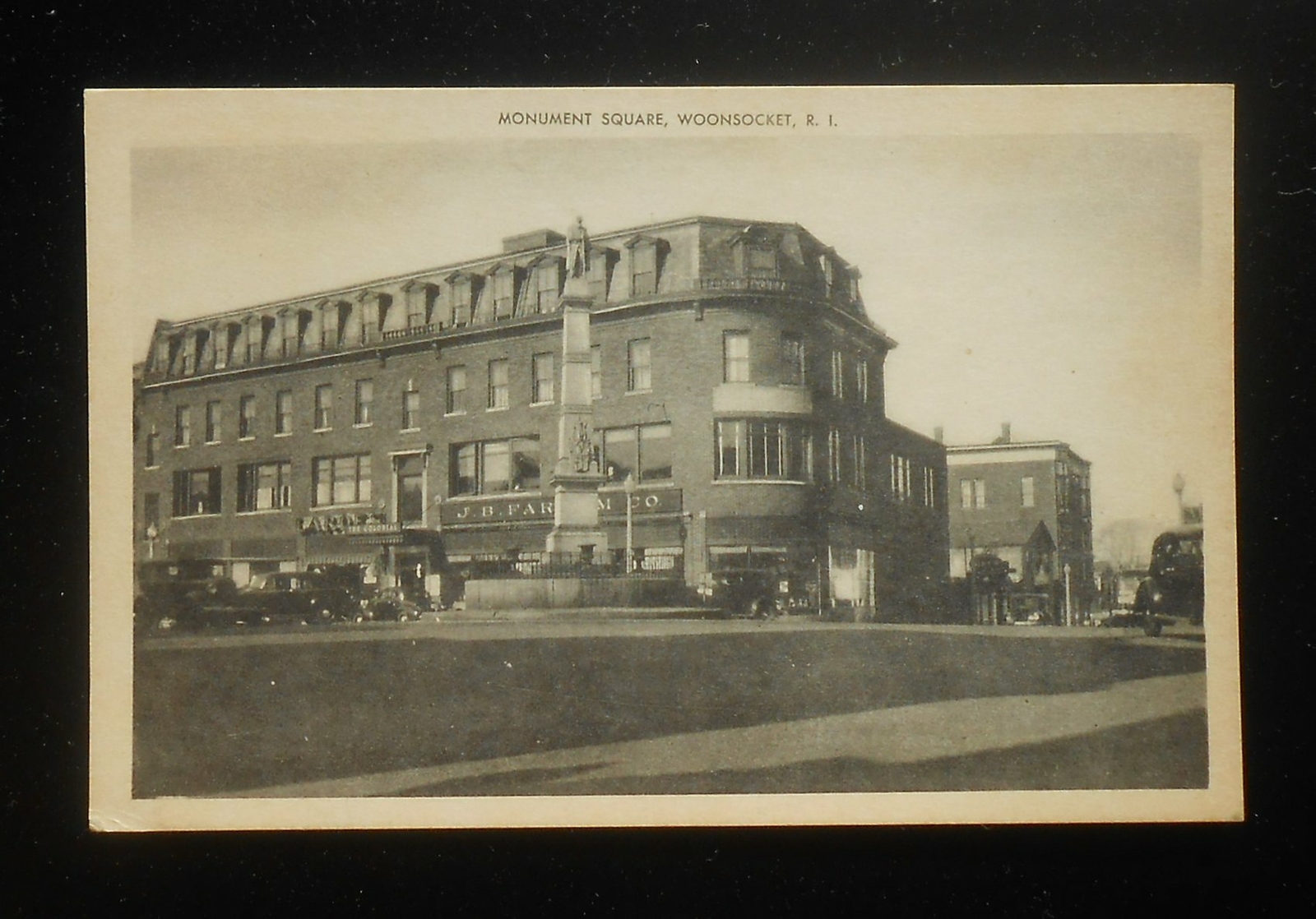 1930s Monument Square Old Cars Woonsocket RI Providence Co Postcard ...