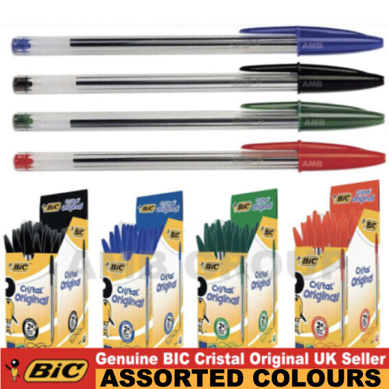 BIC Cristal Assorted Mix (BLACK, BLUE, RED, GREEN) Medium Ball Point ...