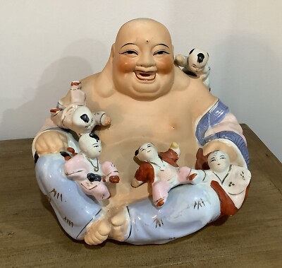Chinese Porcelain Fertility Buddha Statue Storyteller VTG W/ 5 Kids | eBay