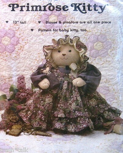 Vtg 80s Gooseberry Hill pattern Primrose Kitty Cat doll stuffed animal ...