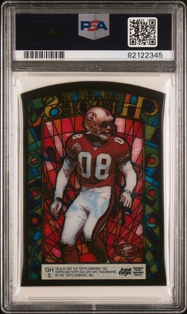 1997 Topps Gallery Of Heroes Jerry Rice Auto Inscribed Card PSA DNA 8 ...