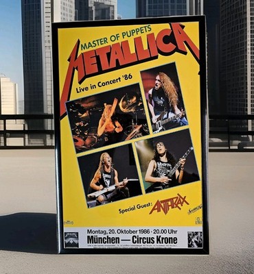 Metallica, Anthrax 1986 Master of Puppets Era Munich Framed Concert ...