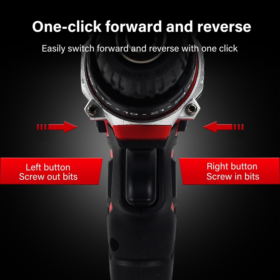 2 Battery 21V Cordless Drill Combi Driver High Power Electric ...