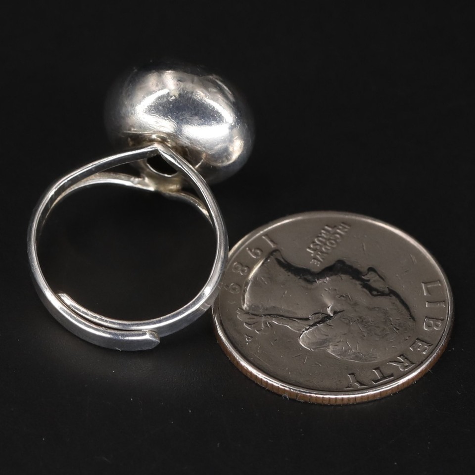 VTG Sterling Silver - DESIGNER Modern Ball Sphere Statement Ring Size 6 ...