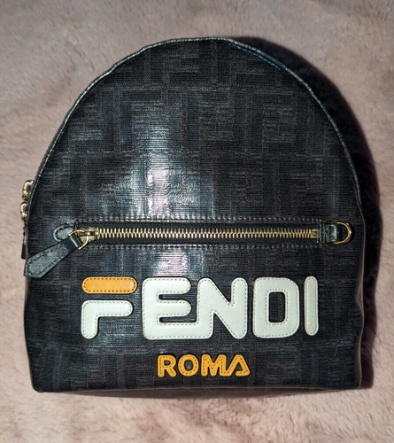 Fendi Fila Mania Logo Mini Backpack Zucca Coated Canvas Black Grey FF ...
