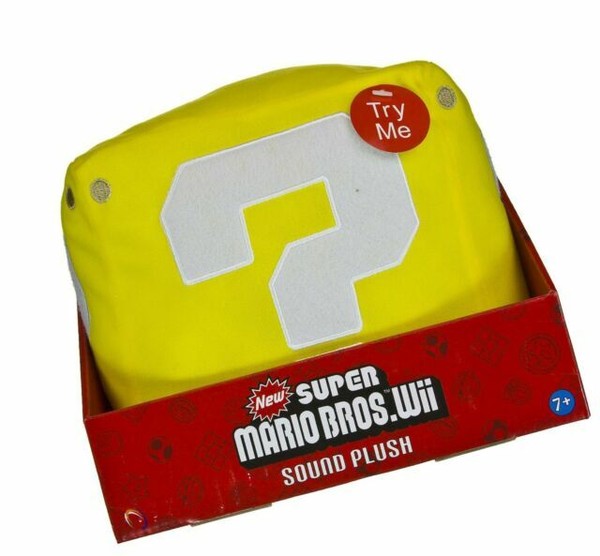 Super Mario Bros. Wii Question Mark Coin Block 7.5" Sound Plush Toy for ...