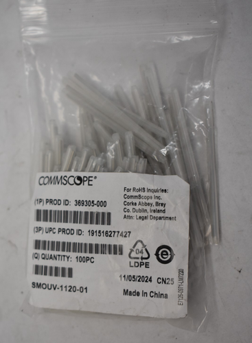 Commscope 60mm Single Fusion Splice Sleeve SMOUV-1120-01 100 Pack ...