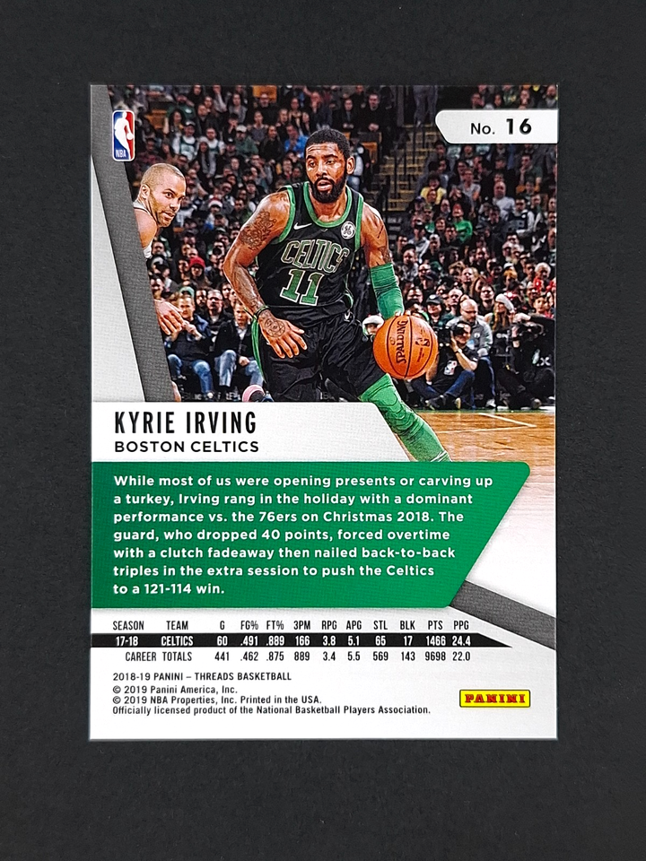 KYRIE IRVING - #/199 Premium 2018-19 Panini Threads NBA Basketball #16 ...