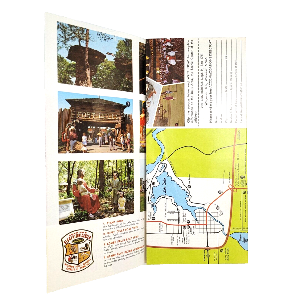 c.1971 Wisconsin Dells Country Lake Delton Brochure Map Vacation ...