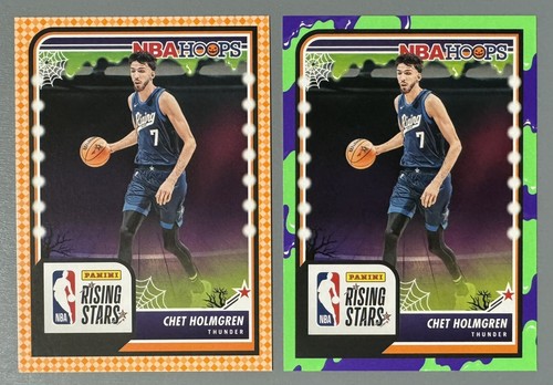 2- 2023-24 NBA Haunted Hoops Chet Holmgren Rising Stars Slime & Orange ...