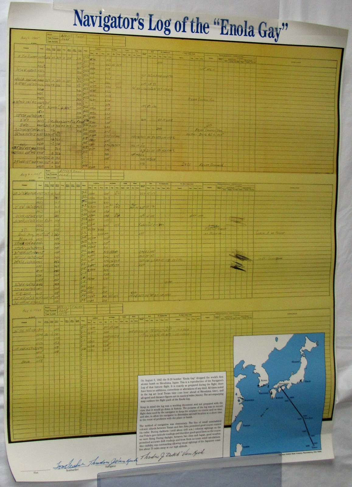 ENOLA GAY SIGNED BY TOM FEREBEE & THEODORE VAN KIRK PHOTO OF NAVIGATORS ...