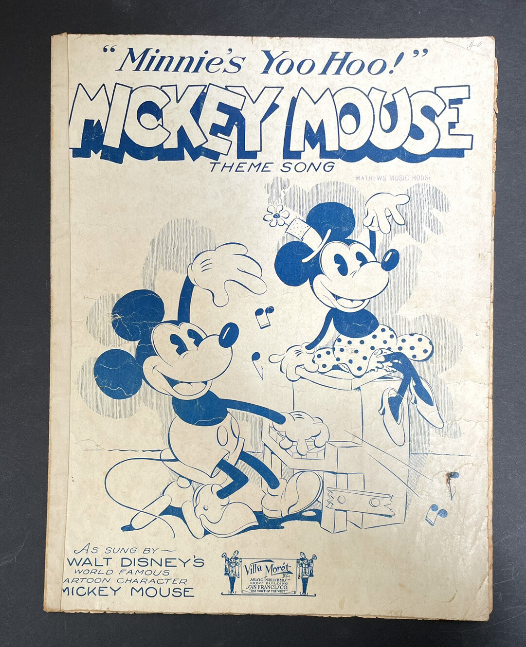 Minnie's Yoo Hoo! Mickey Mouse Theme Song Sheet Music 1930 Villa Moret ...