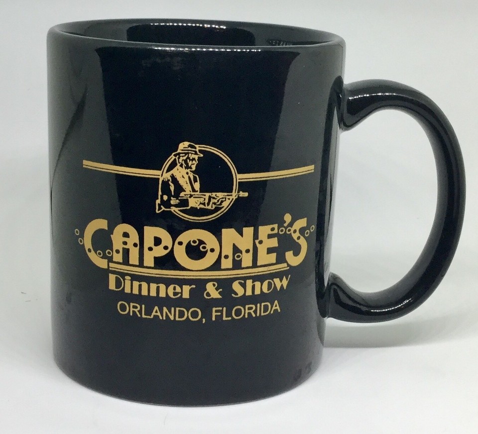 Vintage Black & Gold Capone's Dinner & Show Coffee Mug Cup Orlando ...