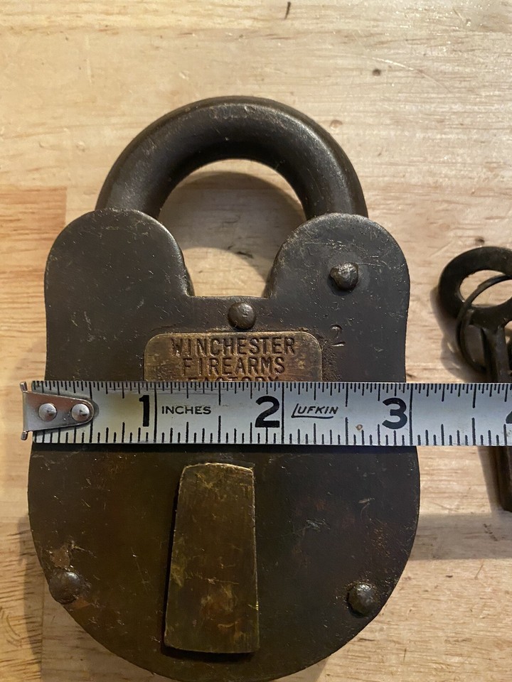 Winchester Padlock Stagecoach Gunsmith Lock Key Patina 1.5LB+ Western ...