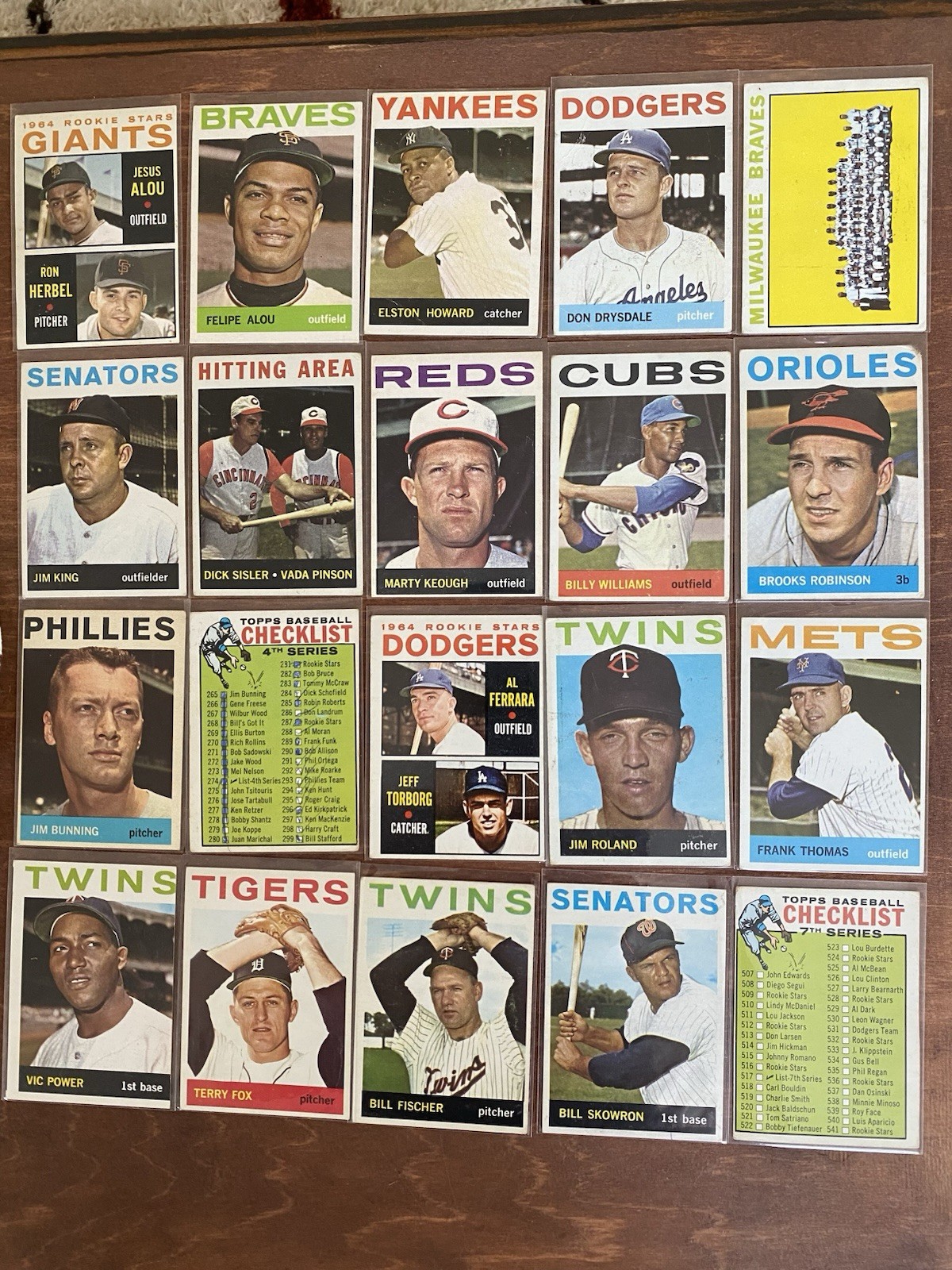 1964 Topps MLB Baseball Card Lot 20 Vintage Rookie Stars Drysdale Alou ...