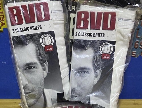Vtg 1999 BVD Mens White Cotton Classic Briefs Underwear Sz L 36-38 Lot ...