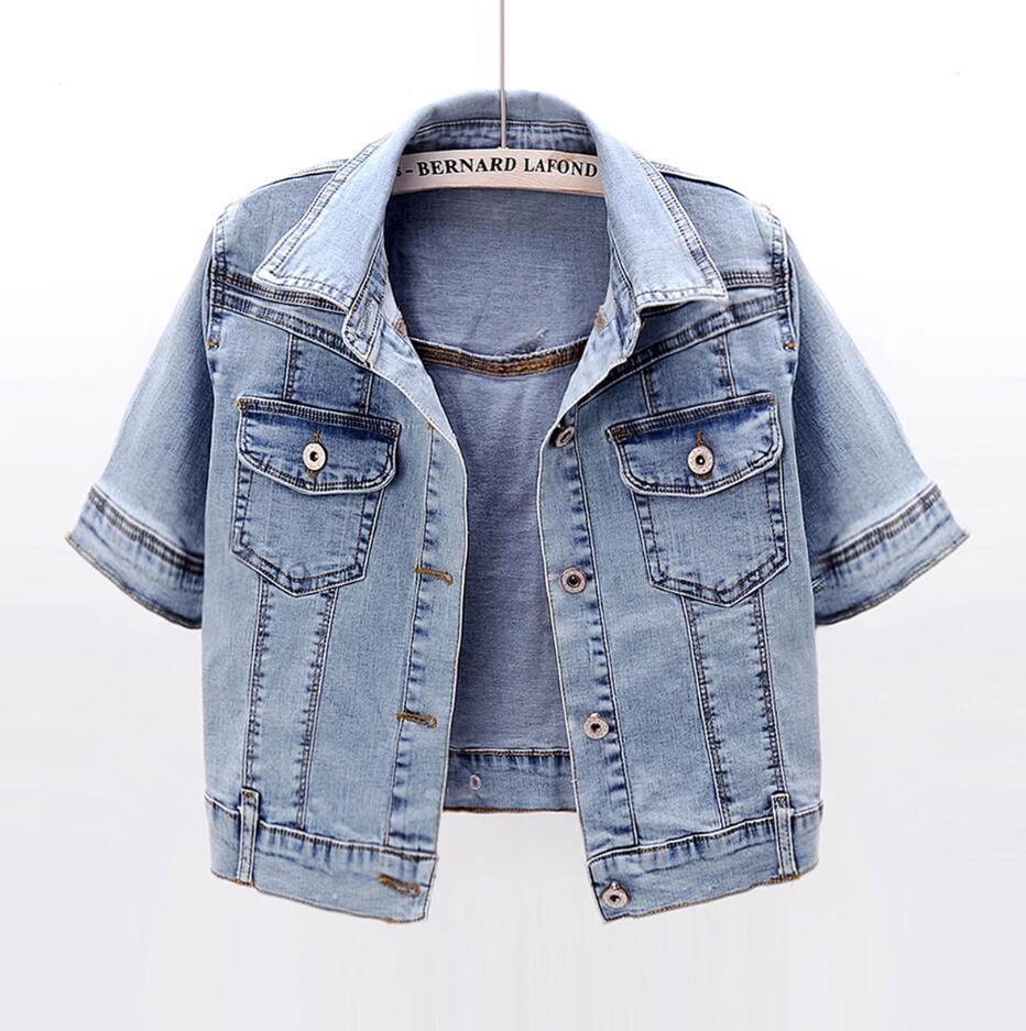 Women's Fashion Youth Denim Loose Short Sleeve Jean Short Jacket ...