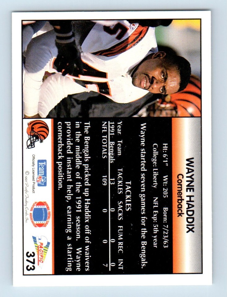 1992 Pacific Wayne Haddix Cincinnati Bengals #373 | eBay