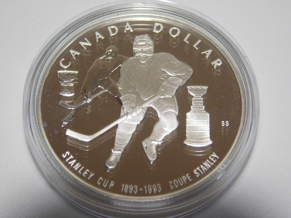1993 CANADA CANADIAN ROYAL MINT HOCKEY STANLEY CUP QE II SILVER PROOF ...