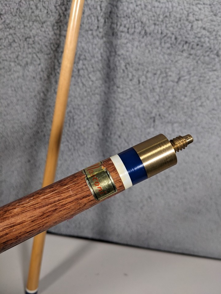 Vintage Mother of Pearl Mosconi Pool Cue 2 Piece Inlays 17 Oz Blue ...