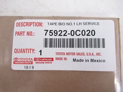 Genuine OEM Toyota 75922-0C020 Black Out Tape No. 1 Left 08-20 Sequoia ...
