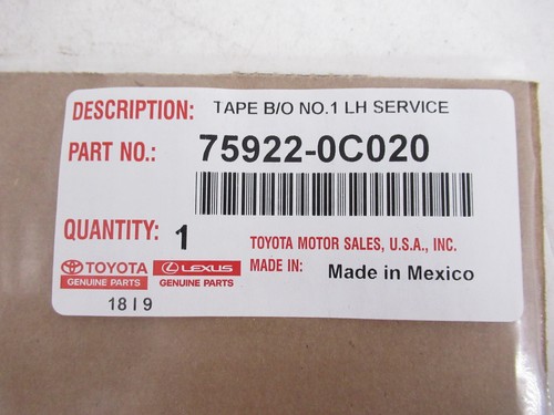 Genuine OEM Toyota 75922-0C020 Black Out Tape No. 1 Left 08-20 Sequoia ...