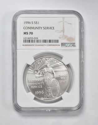 MS70 1996 S Community Service Commemorative $1 NGC Brown Label | eBay
