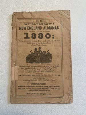 1880 Middlebrook’s New England Almanac William Beebe New Haven CT | eBay