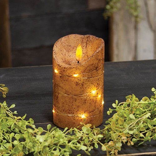 NEW Primitive TIMER PILLAR Burnt IVORY Textured WRAPPED Candle 5" x 3 ...