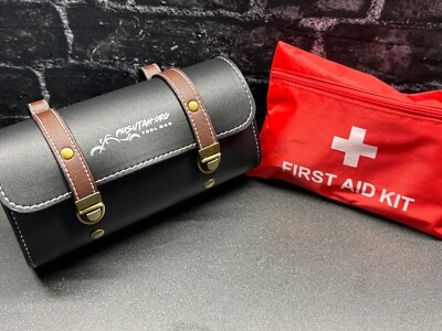 Leather Motorcycle Bag W First Aid Kit Fork Sissy Bar Mount Holder ...