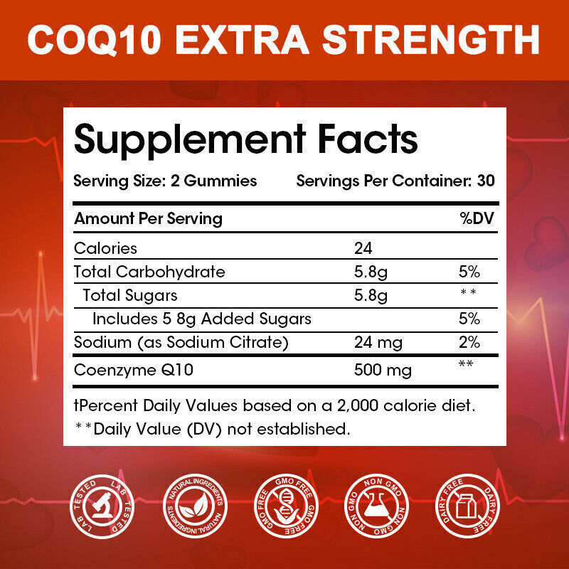 Coenzyme Q10 Gummies Natural Heart Health Support - High Absorption ...