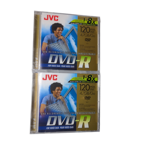 Lot of 2 JVC DVD-R DVD Recordable Disc (120 Min., 4.7 GB, High Speed ...