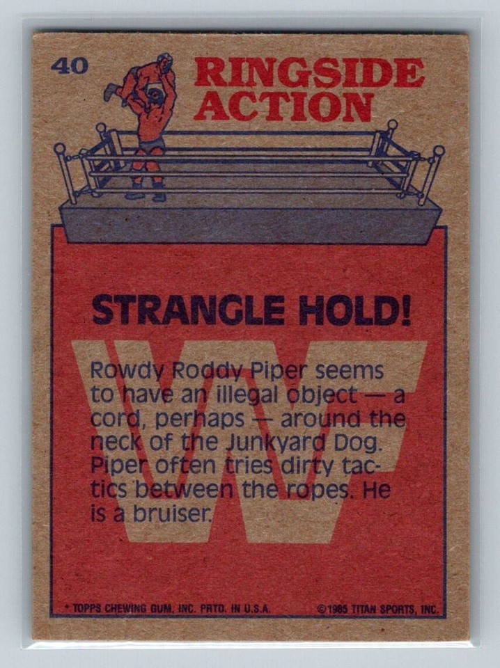 Rowdy Roddy Piper & Junkyard Dog 1985 Topps WWF Rookie #40 RC Stangle ...