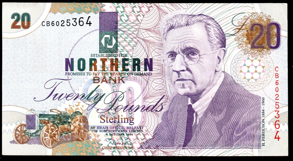 Northern Bank Ltd Belfast £20 banknote 1997 1999 real currency Ferguson ...
