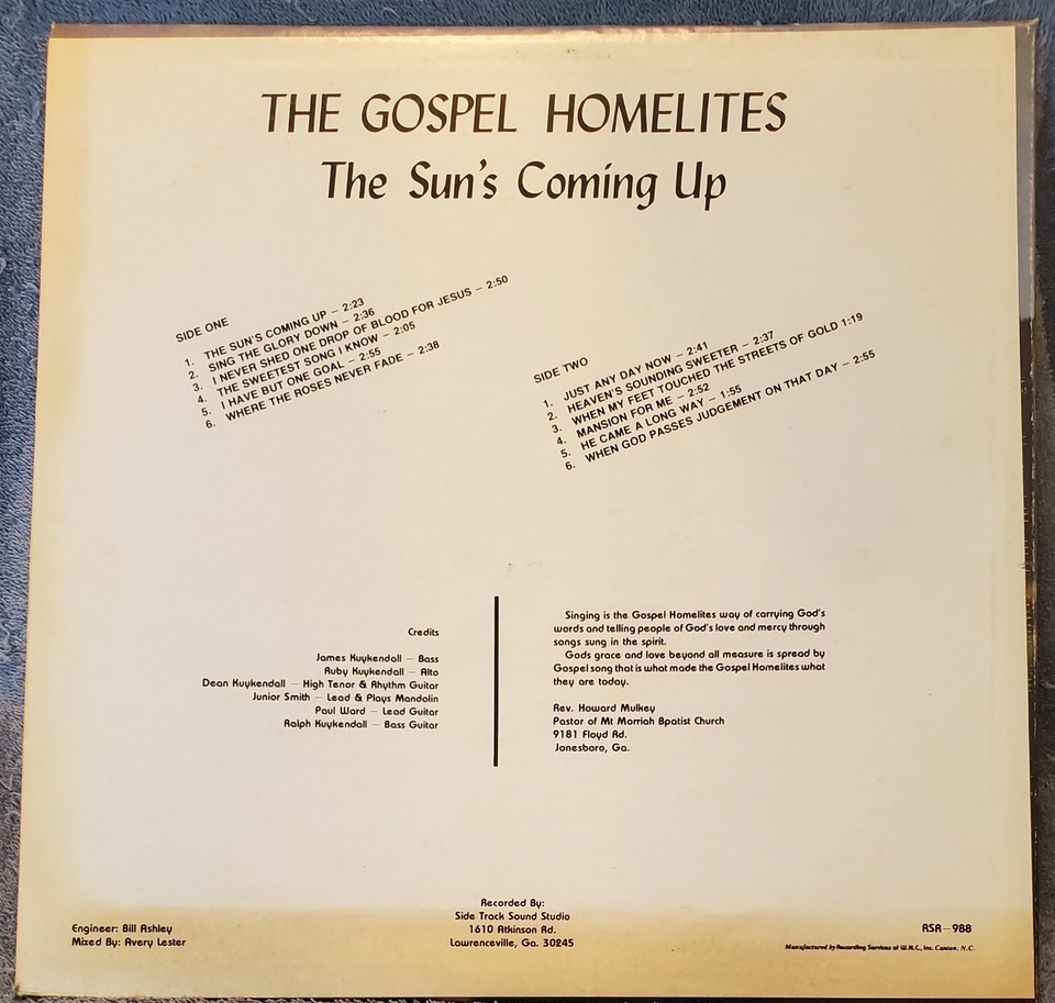GOSPEL HOMELITES The Sun's Coming Up LP Side Track Studio $RSR-988 | eBay