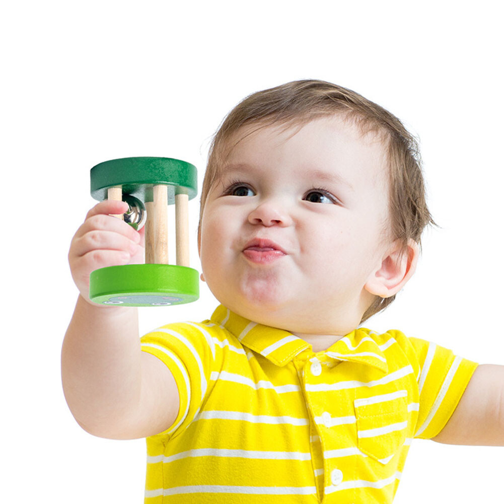 Newborn Infant Wooden Rattle Toys Handbell Cartoon Toys for Music ...