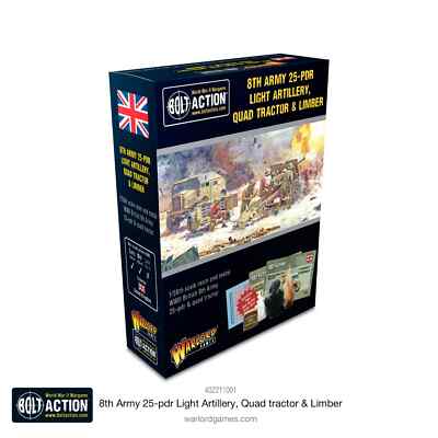 Bolt Action 8th Army 25 Pounder Light Artillery, Quad & Limber 28mm WW2 ...