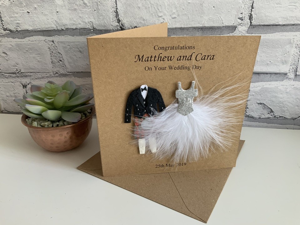 Personalised Scottish Wedding Card, Newlyweds, Congratulations Wedding ...