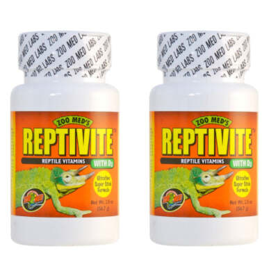 Zoo Med Reptivite With D3 Reptile Vitamin & Calcium Powder 2 oz. 2-Pack ...