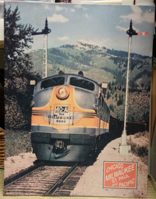 Old 12x16" CMStP&P Milwaukee Road Diesel Locomotive Advertising Sign | eBay