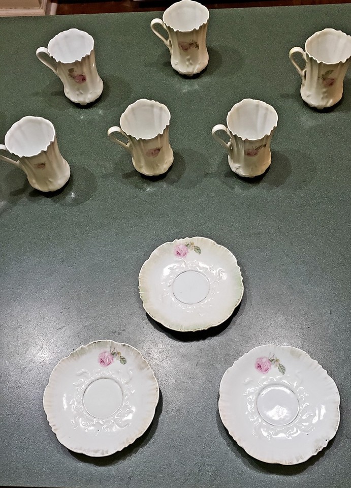 R.S. Prussia Red Mark Royal Vienna Roses Chocolate Pot With 6 Cups And ...