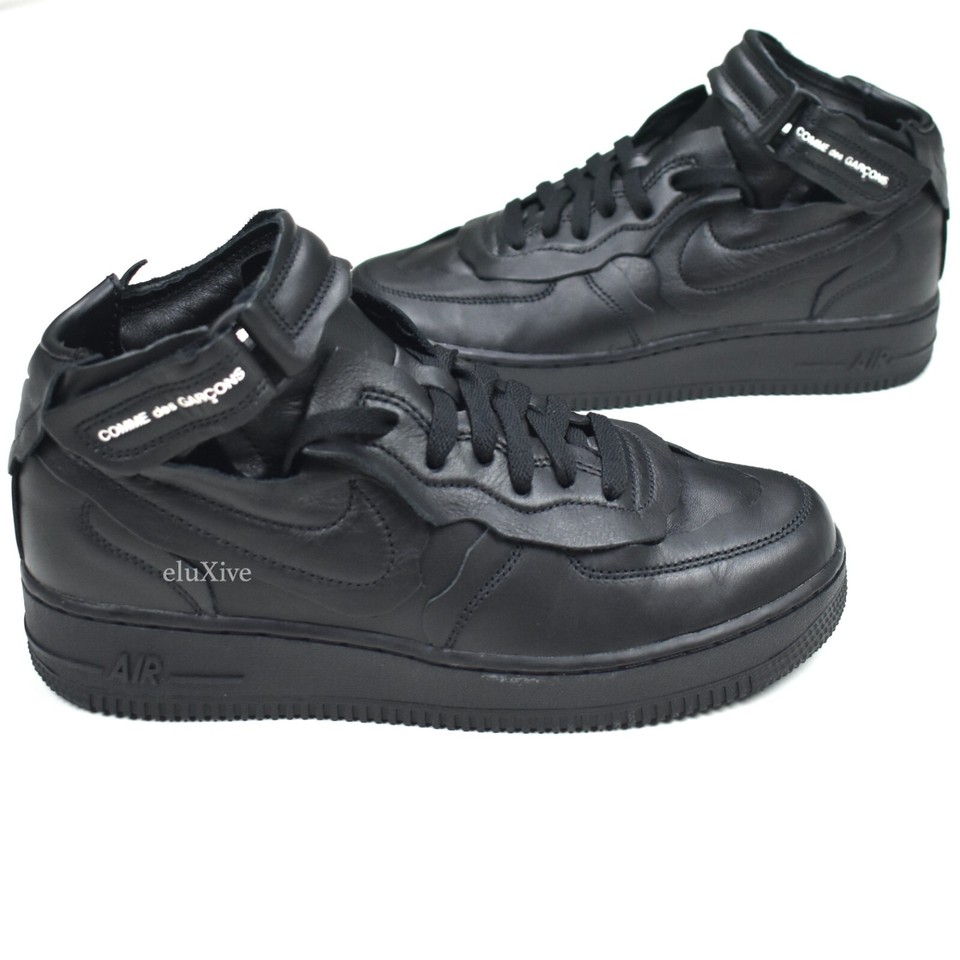 NWT Comme des Garcons Nike Air Force 1 Mid AF1 CDG Black Men's 7.5 DS ...