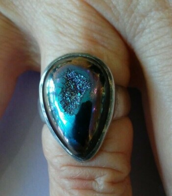 0.925 Sterling Tear-Drop Shaped Stone Ring | eBay