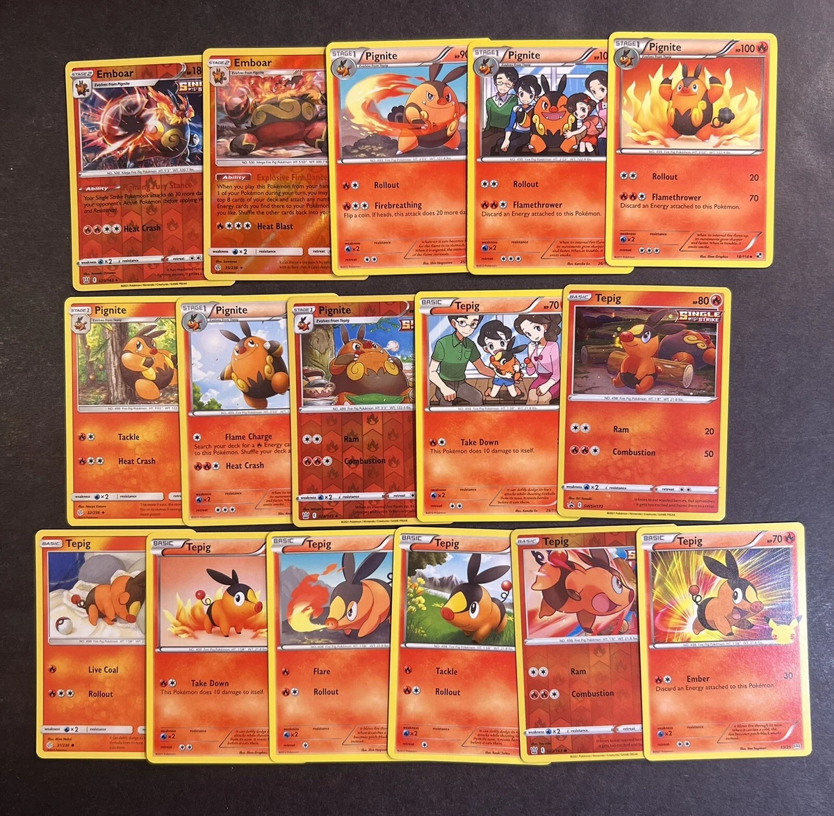 Tepig Pignite Emboar Card