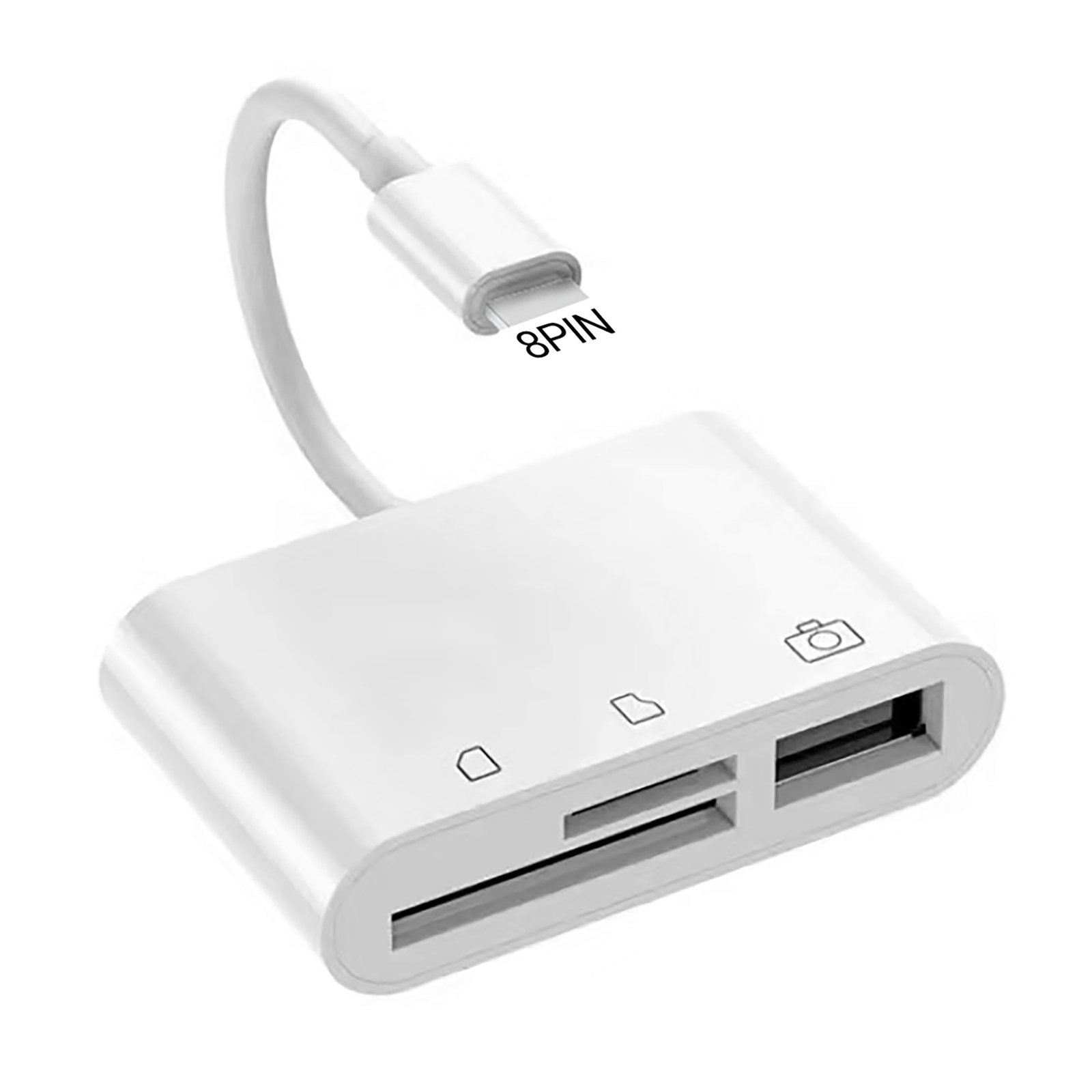 For Phone High Speed Digital Camera Card Reader Adapter 2in1 8 Pin iOS ...