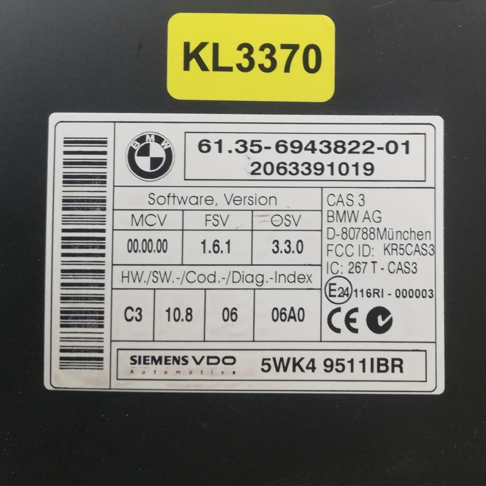 6943822 CAS Control Unit / Module BMW 5 E60 E61 2007 | eBay
