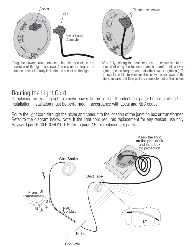 Hayward LED Pool Light ColorLogic LPCUS22100 12V with 100' Cord ...