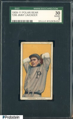 T206 Jimmy Lavender Providence 1909-11 Polar Bear Rare Back SGC 30 GOOD ...
