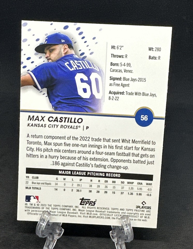 Max Castillo 2023 Topps Pristine Baseball RC #56 KC Royals Rookie Card ...